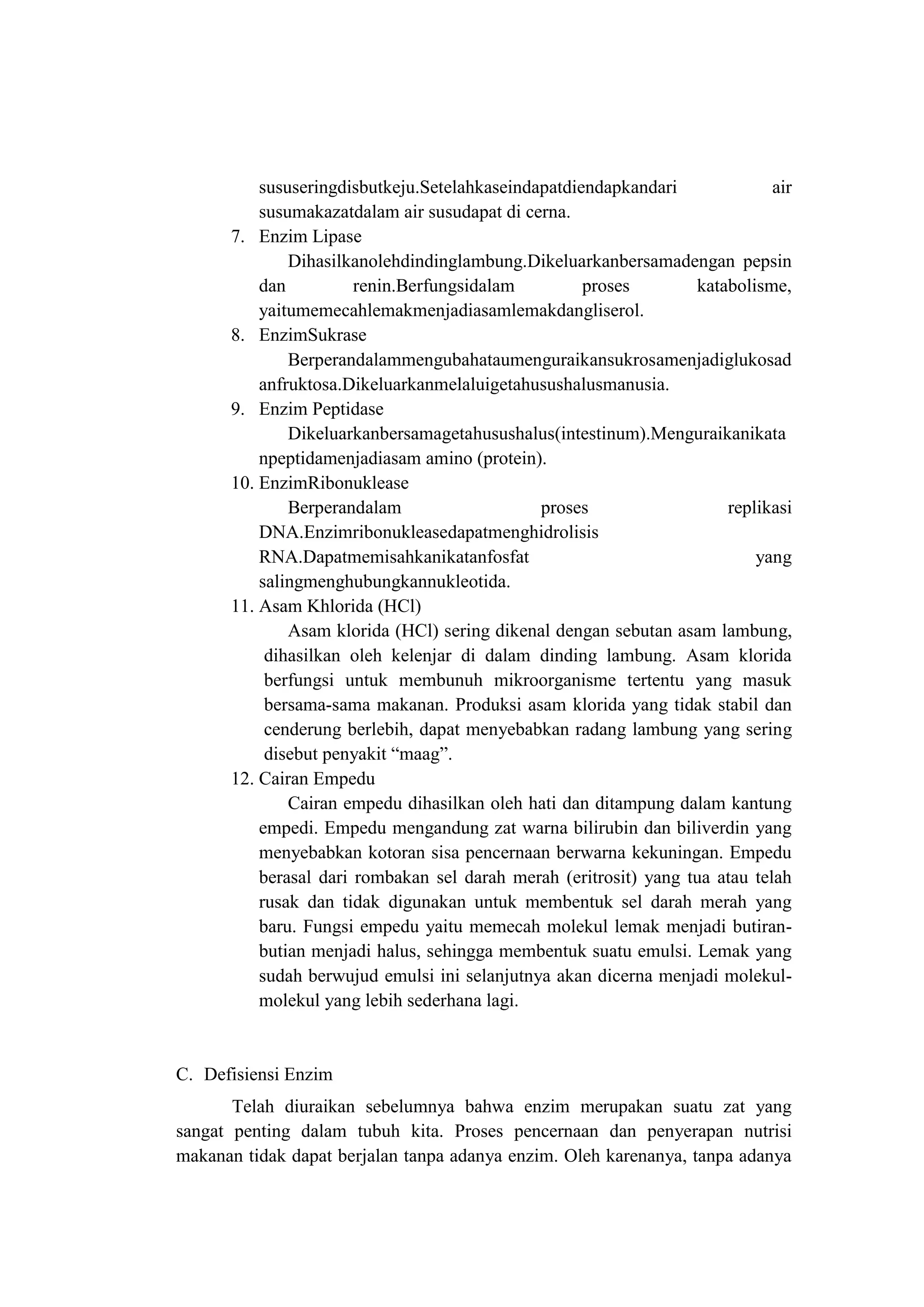 Makalah defisiensi enzim | DOCX