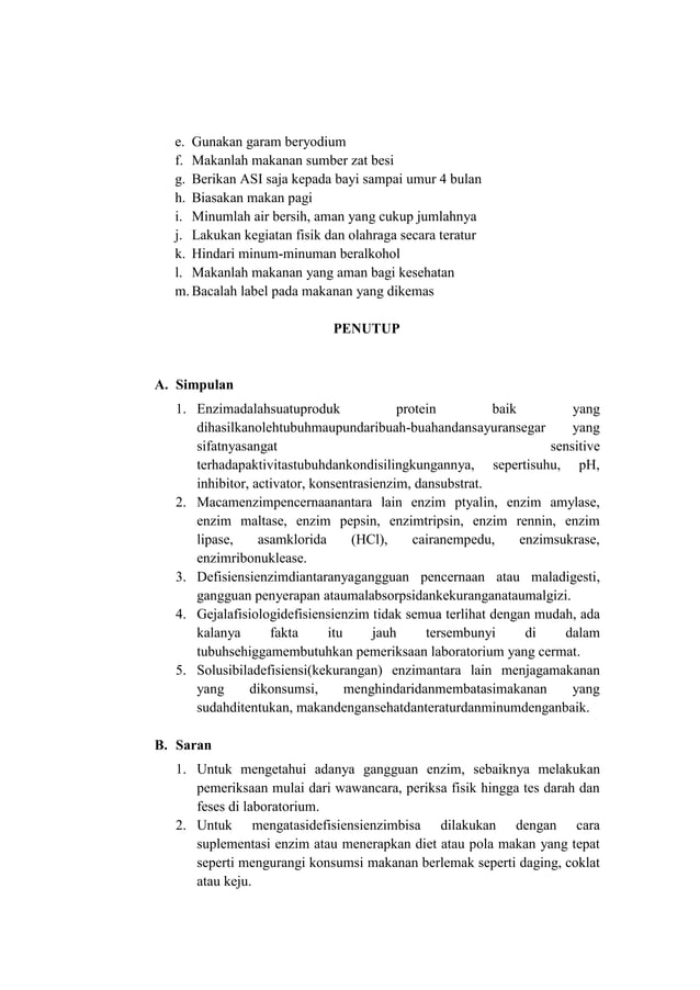 Makalah defisiensi enzim | DOCX