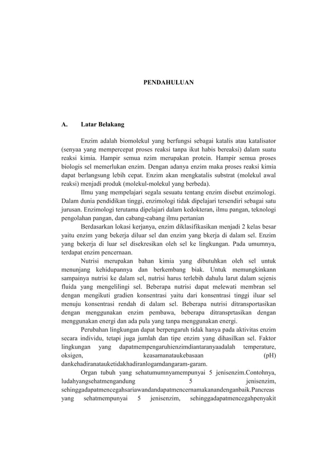 Makalah defisiensi enzim | DOCX