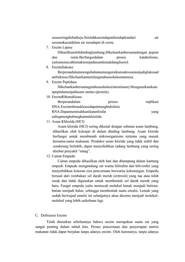 Makalah defisiensi enzim | DOCX