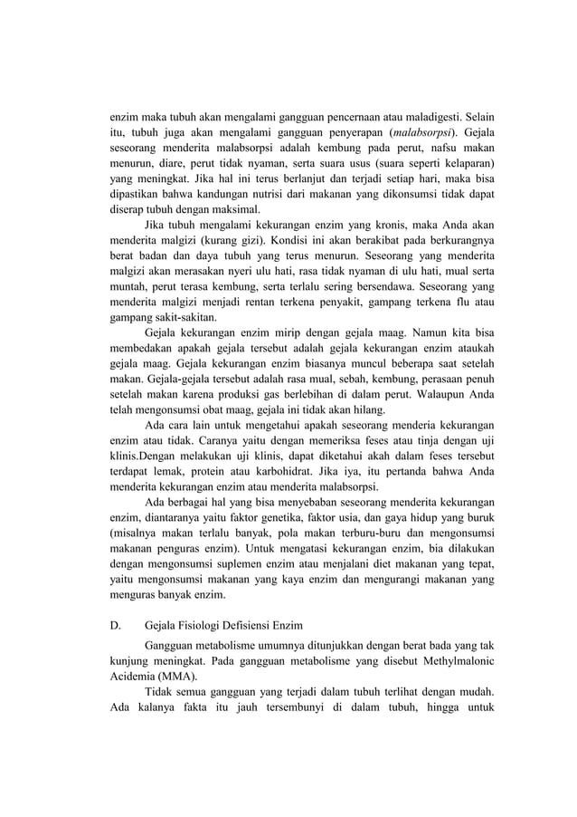 Makalah defisiensi enzim | DOCX