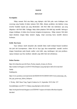 MAKALAH HIDUP YANG DIPIMPIN OLEH ROH KUDUS | DOCX