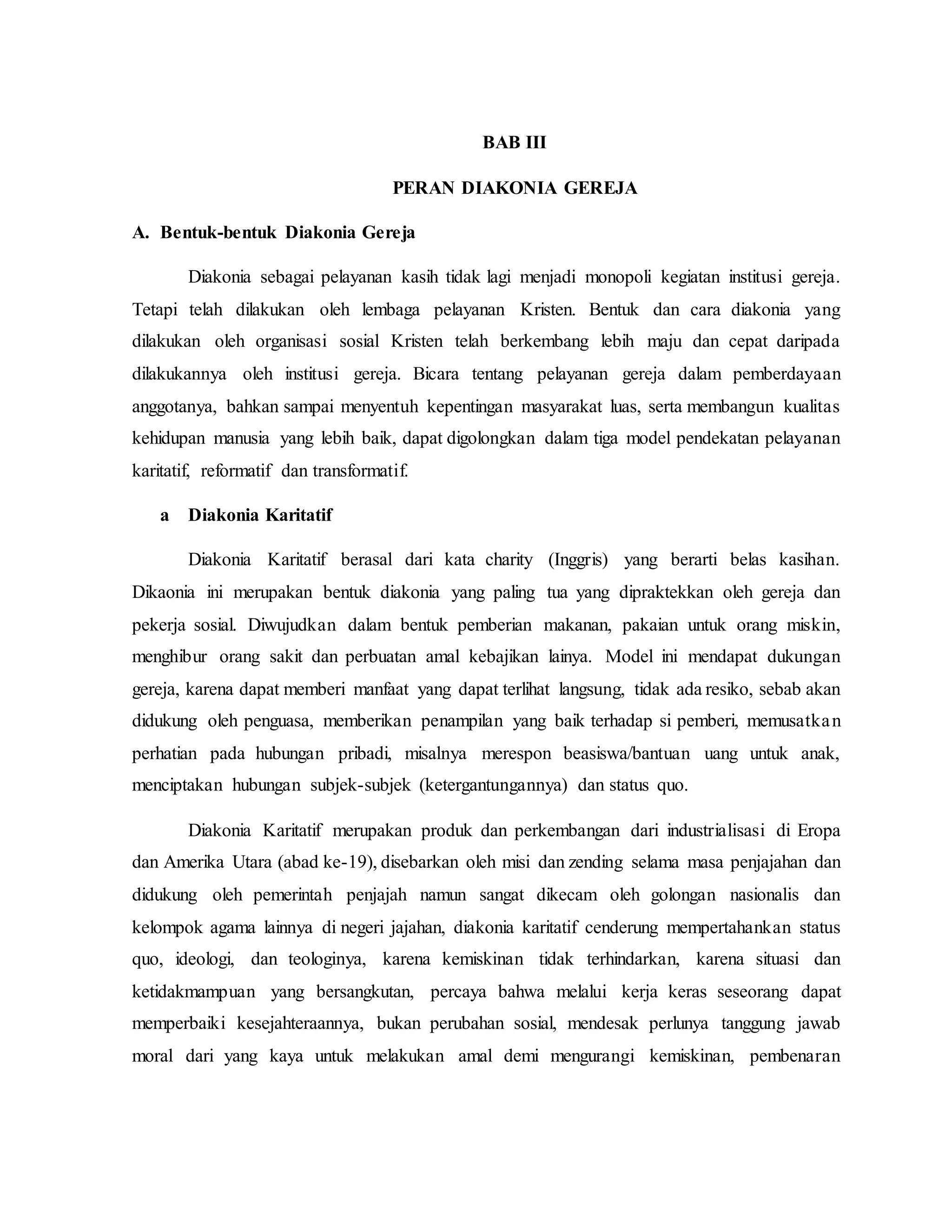 Makalah dogmatika peran diakonia dalam gereja | DOCX