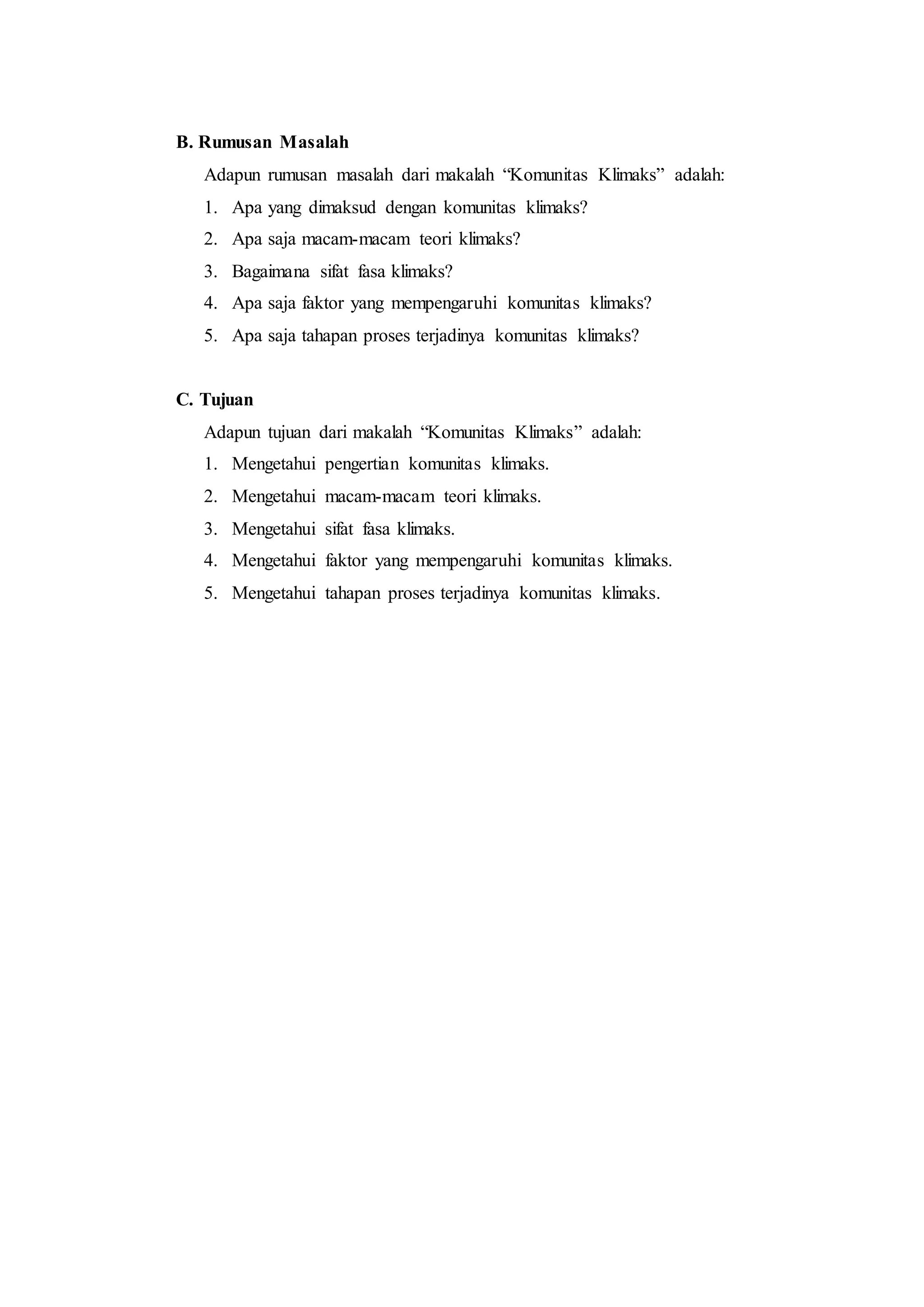 Makalah Ekologi: Komunitas Klimaks | DOCX
