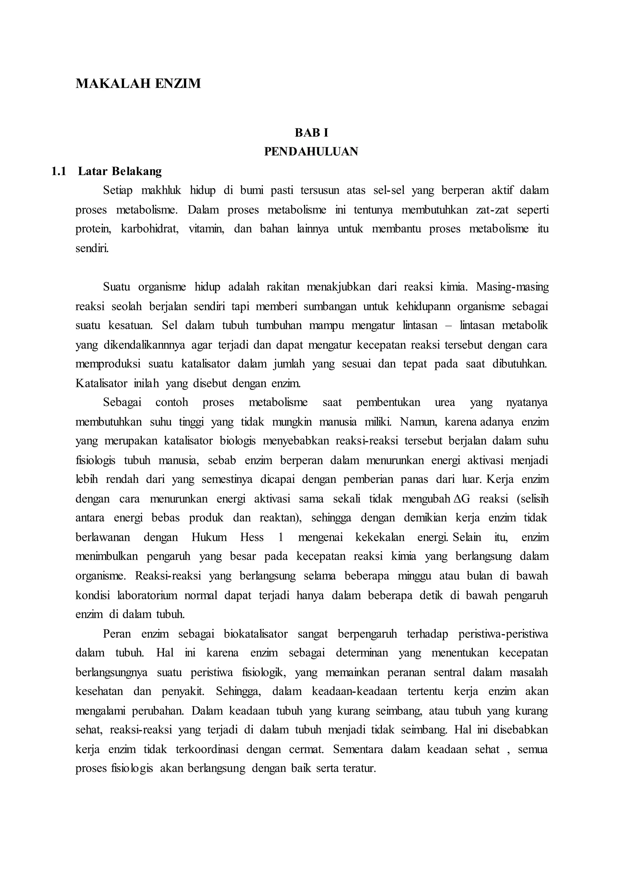 Makalah enzim | DOCX