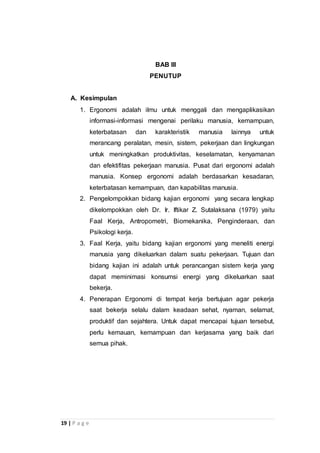 Makalah ergonomi dan faal kerja | DOCX