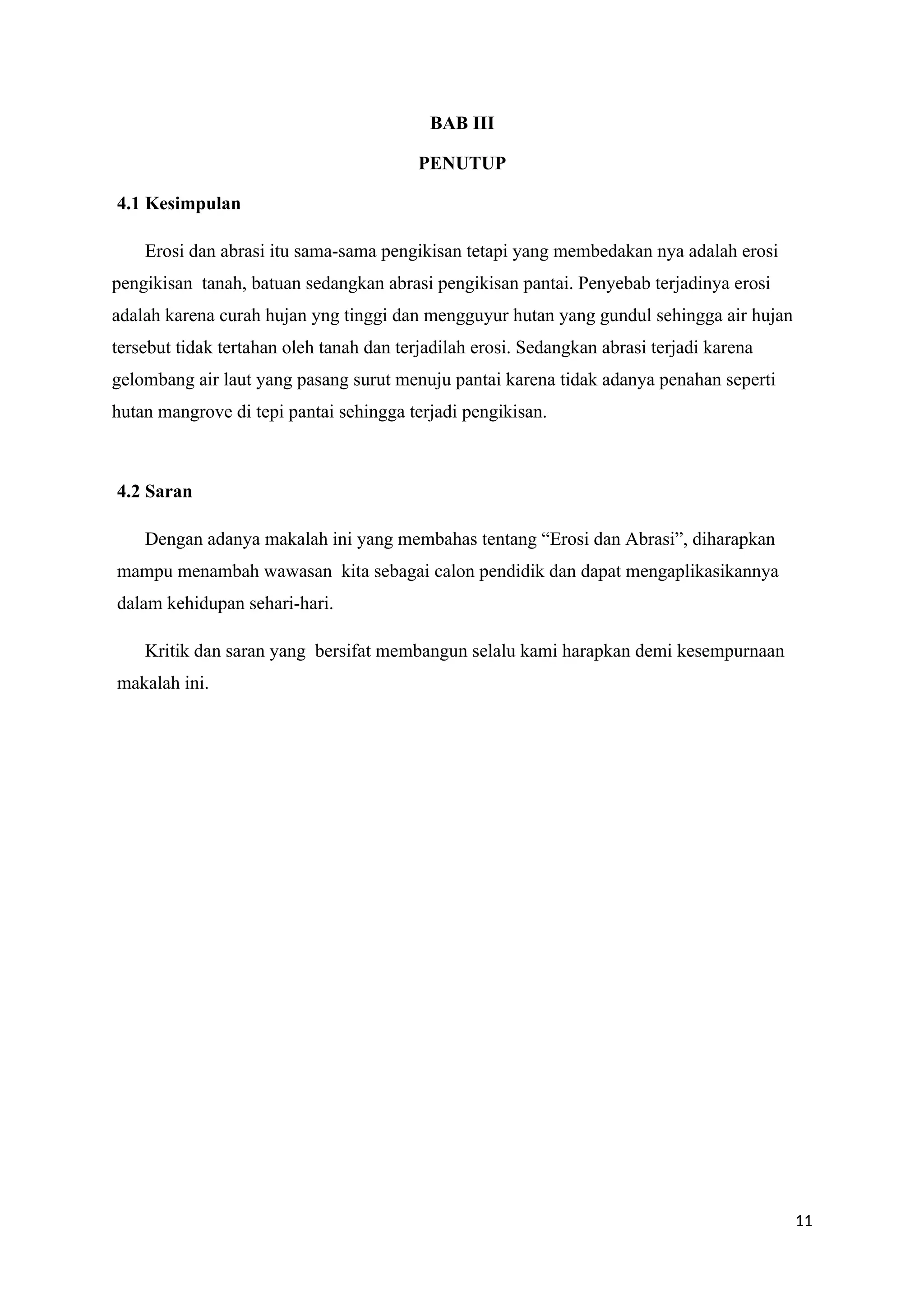 makalah erosi abrasi terlengkap dan banyak pembahasan | DOCX