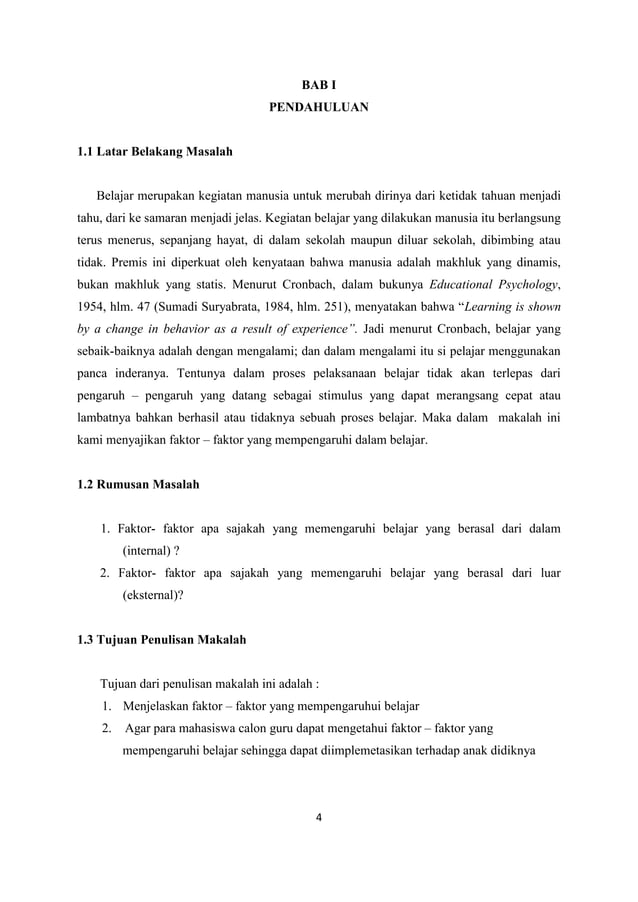 Makalah faktor faktor yang mempengaruhi belajar (kelompok 10) | DOCX