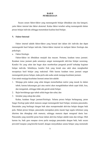 Makalah faktor faktor yang mempengaruhi belajar (kelompok 10) | DOCX