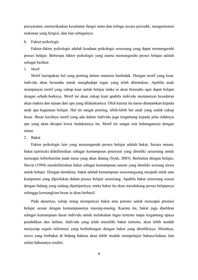 Makalah faktor faktor yang mempengaruhi belajar (kelompok 10) | DOCX