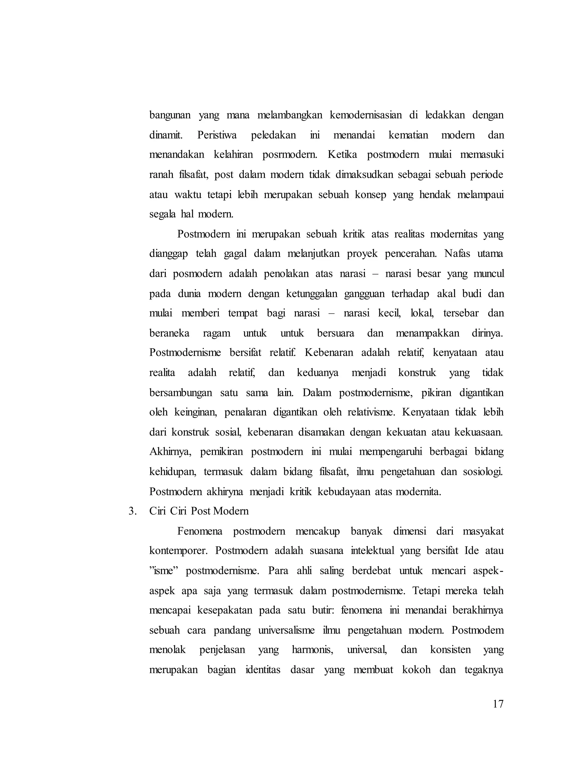 Perbandingan Filsafat Ilmu Modern dan Postmodern | DOCX