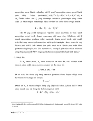 Makalah fisika inti ( Kesetimbangan Radioaktif) | DOCX