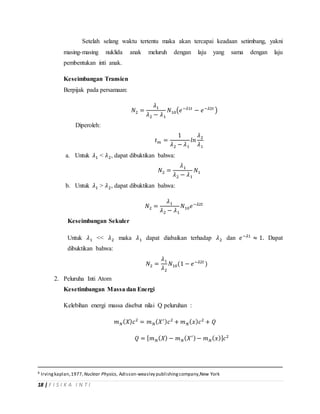 Makalah fisika inti ( Kesetimbangan Radioaktif) | DOCX