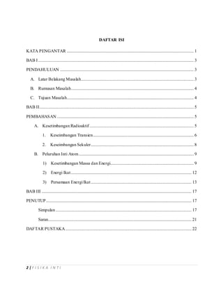 Makalah fisika inti ( Kesetimbangan Radioaktif) | DOCX