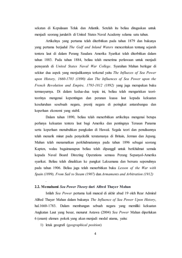 GAGASAN SEA POWER THEORY (TEORI KAKUATAN LAUT) DARI ALFRED THAYER MAHAN ...