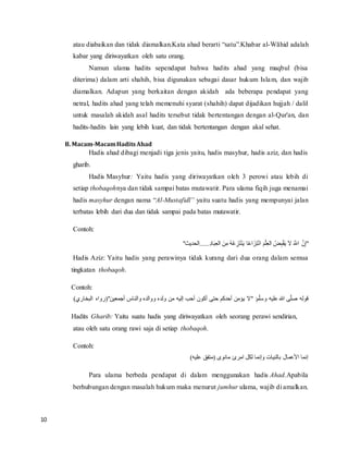 Makalah hadits mutawatir dan hadits ahad | DOCX