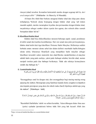 Makalah hadits mutawatir dan hadits ahad | DOCX