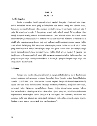 Makalah hadits mutawatir dan hadits ahad | DOCX
