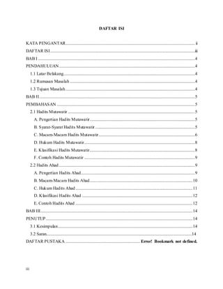 Makalah hadits mutawatir dan hadits ahad | DOCX