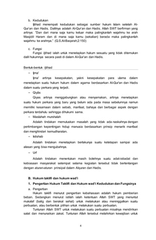 Makalah hukum islam, hukum taklifi dan hukum wadi | PDF