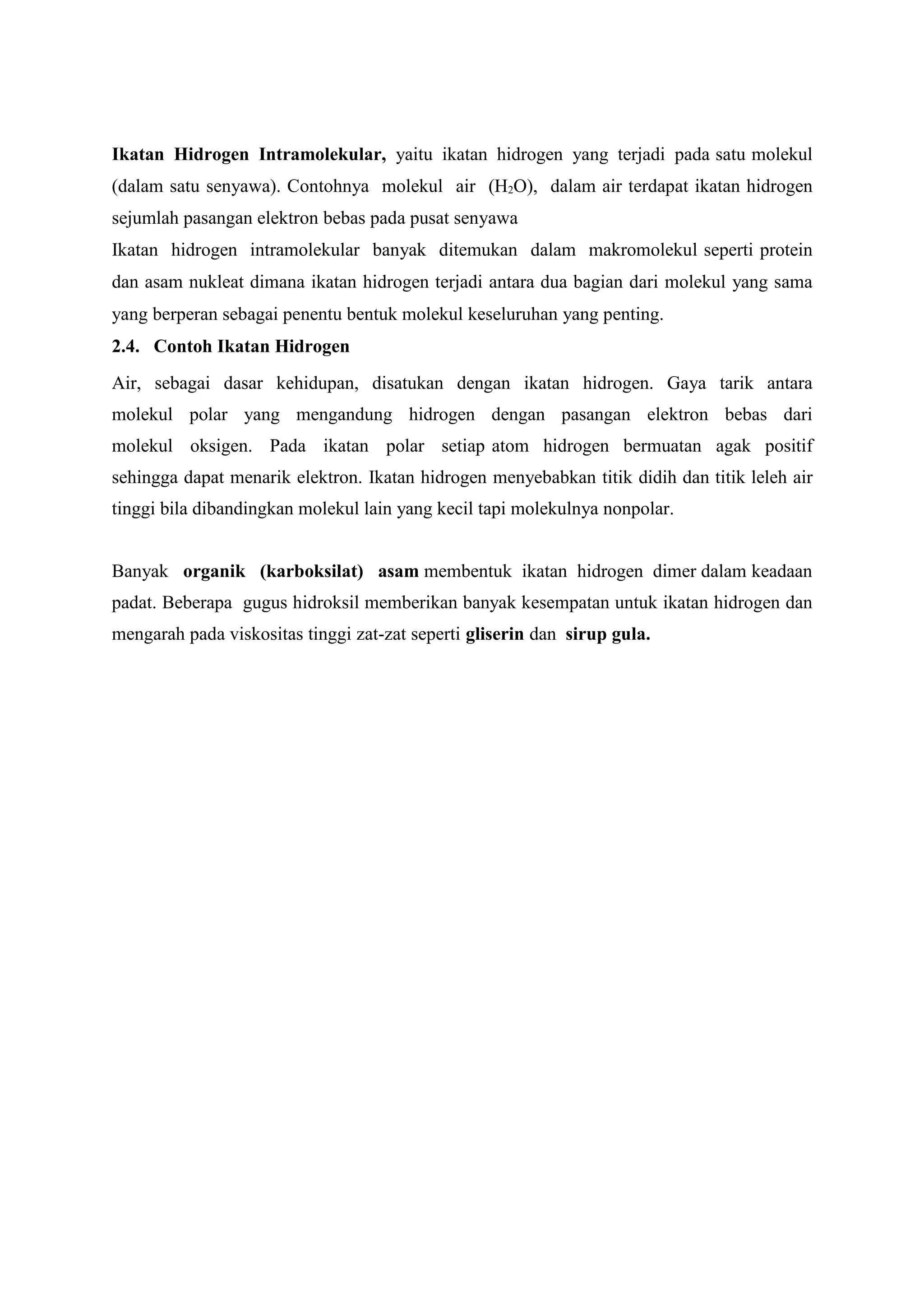 Makalah ikatan hidrogen kimia | DOCX