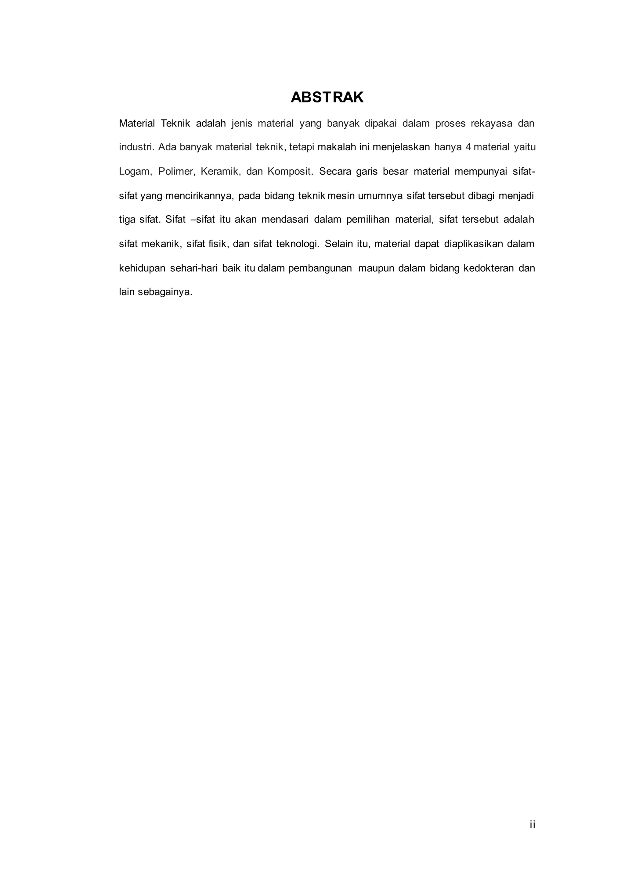 MATERIAL TEKNIK : (LOGAM, KERAMIK, POLIMER, DAN KOMPOSIT) | DOCX