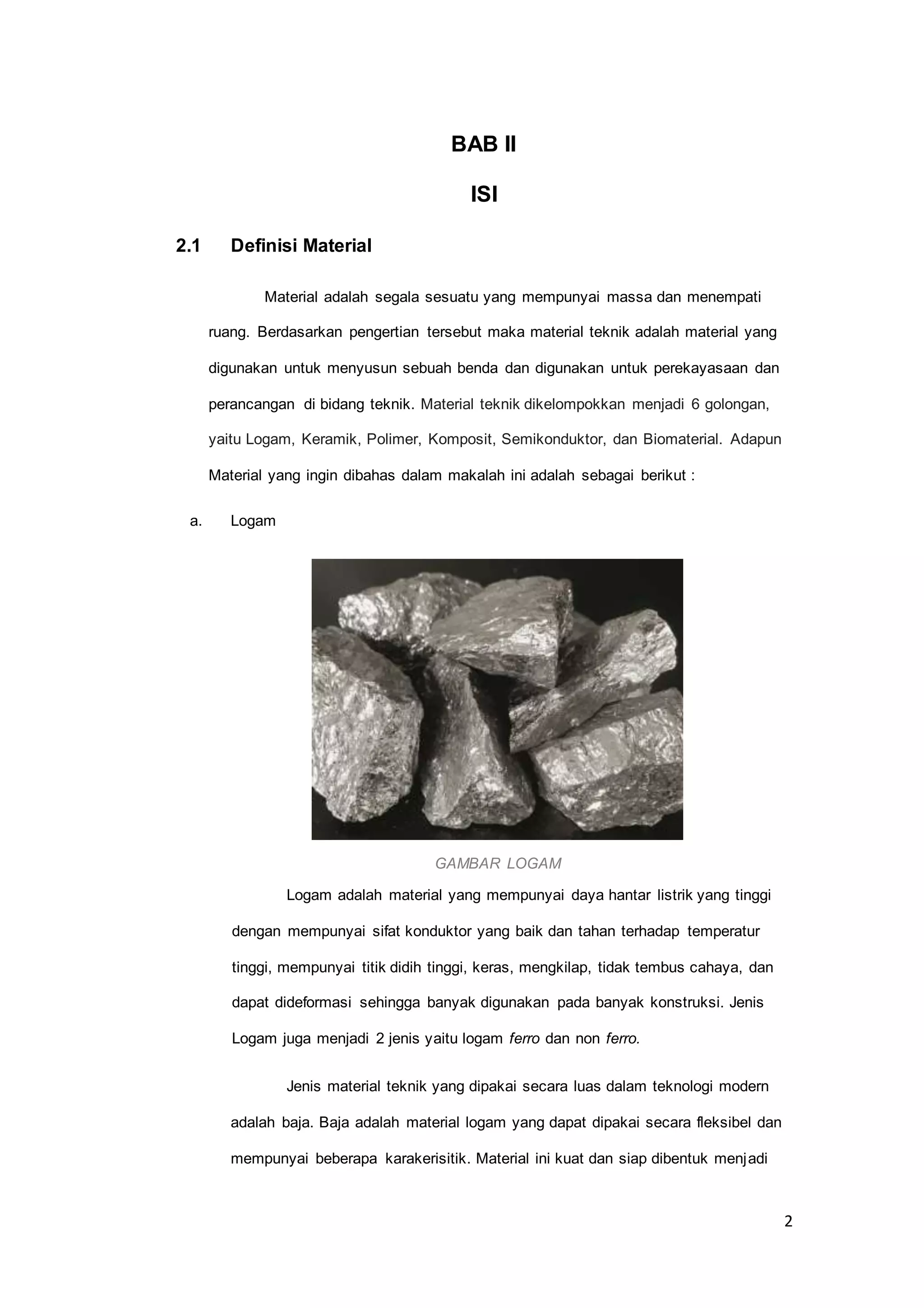 MATERIAL TEKNIK : (LOGAM, KERAMIK, POLIMER, DAN KOMPOSIT) | DOCX