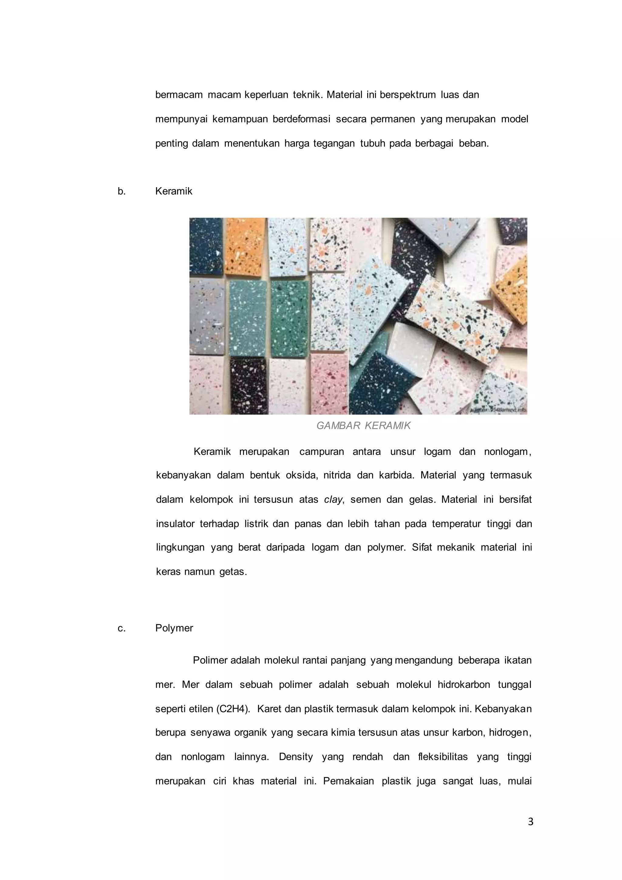 MATERIAL TEKNIK : (LOGAM, KERAMIK, POLIMER, DAN KOMPOSIT) | DOCX