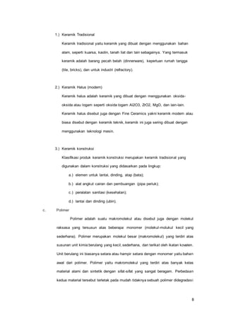 MATERIAL TEKNIK : (LOGAM, KERAMIK, POLIMER, DAN KOMPOSIT) | DOCX
