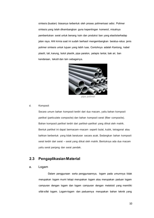 MATERIAL TEKNIK : (LOGAM, KERAMIK, POLIMER, DAN KOMPOSIT) | DOCX