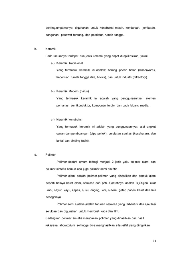 MATERIAL TEKNIK : (LOGAM, KERAMIK, POLIMER, DAN KOMPOSIT) | DOCX