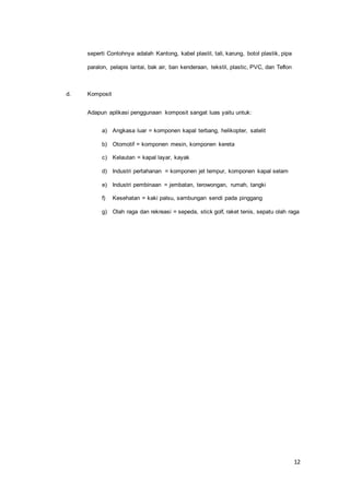 MATERIAL TEKNIK : (LOGAM, KERAMIK, POLIMER, DAN KOMPOSIT) | DOCX