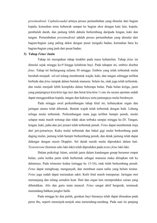Makalah perkembangan masa prenatal hingga bayi | DOCX