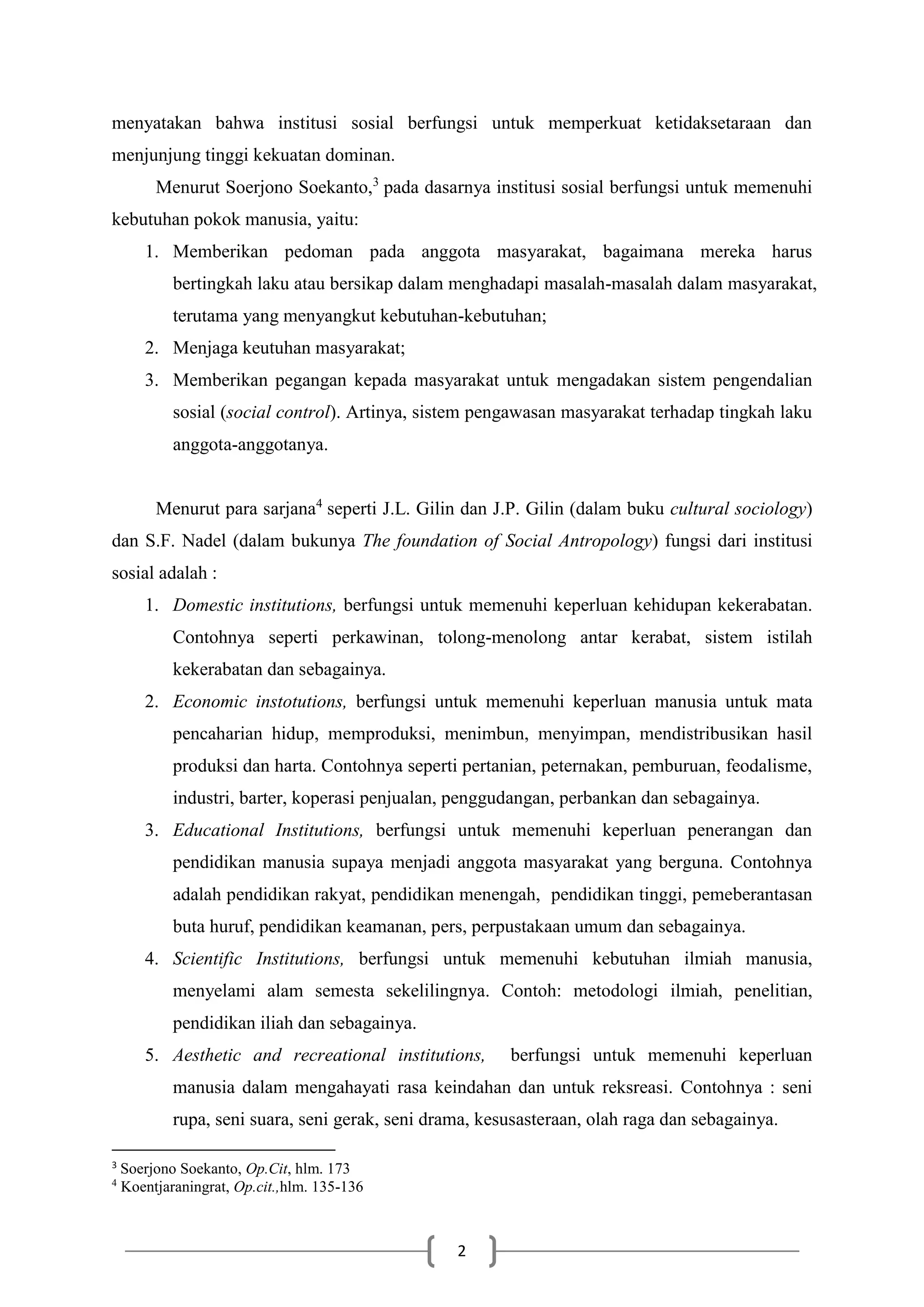 Makalah institusi sosial | PDF