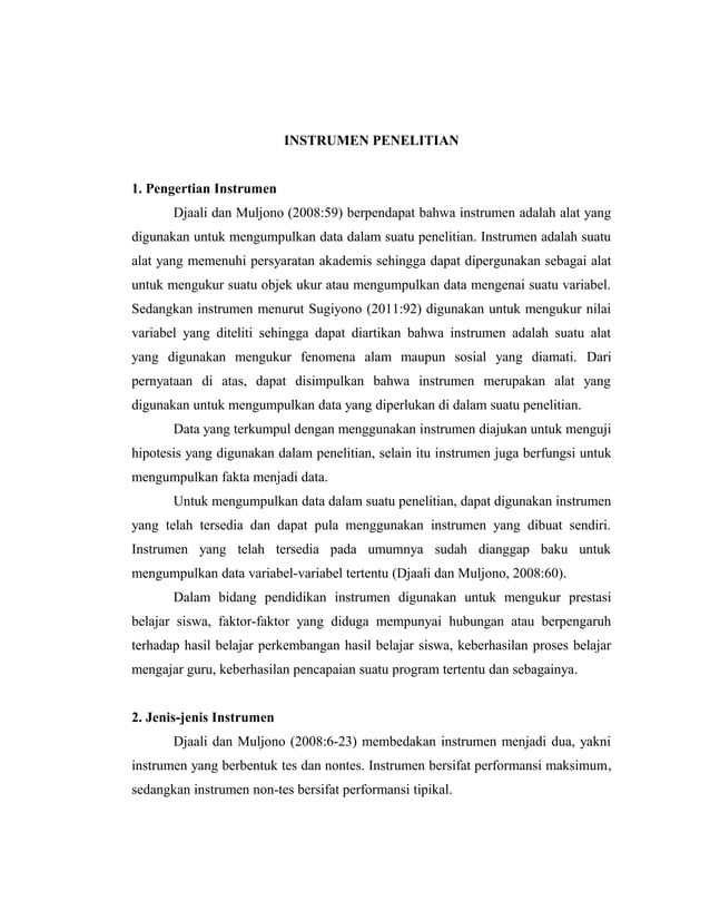 Instrumen Penelitian | PDF