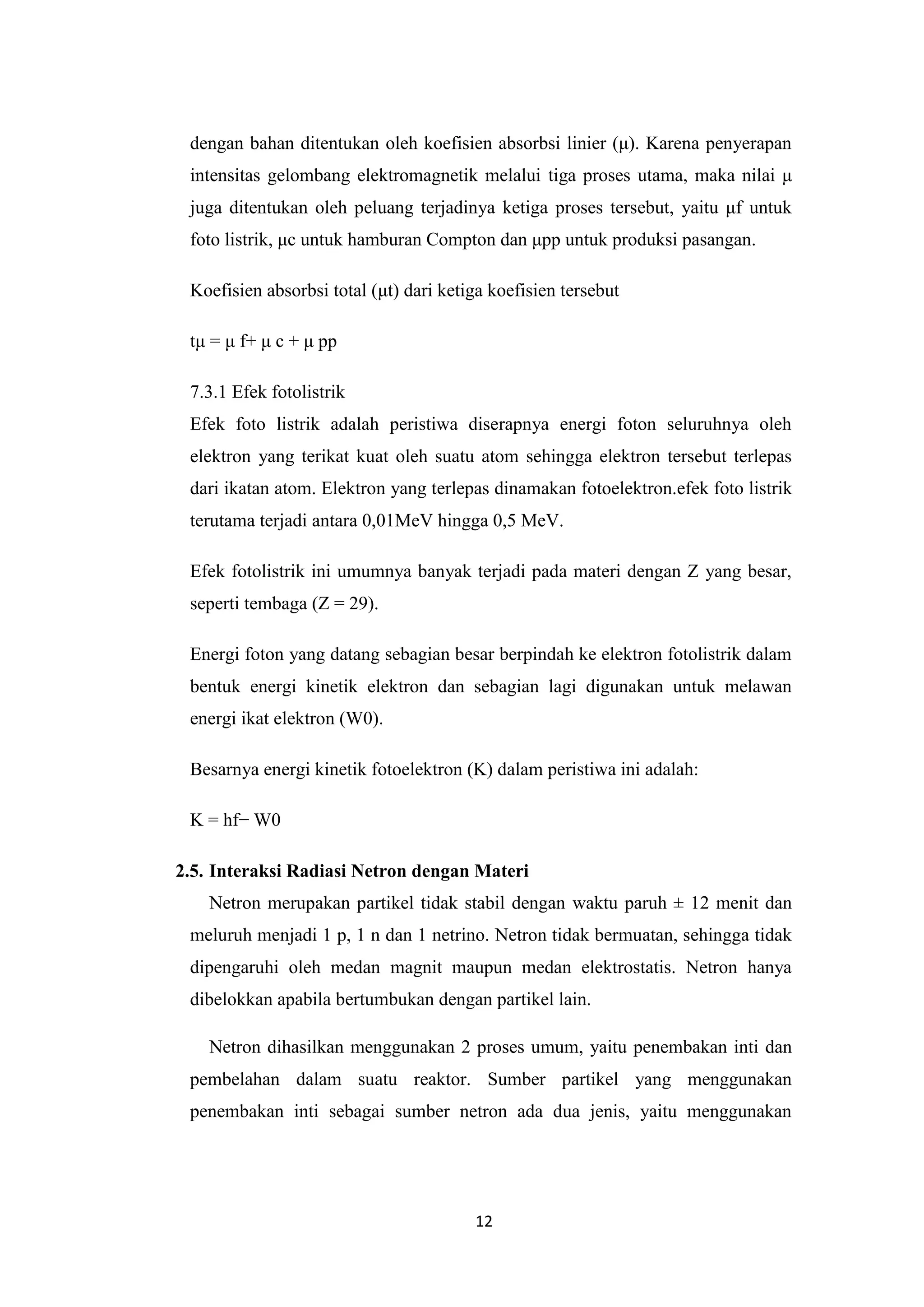 interaksi radiasi dengan materi | DOCX