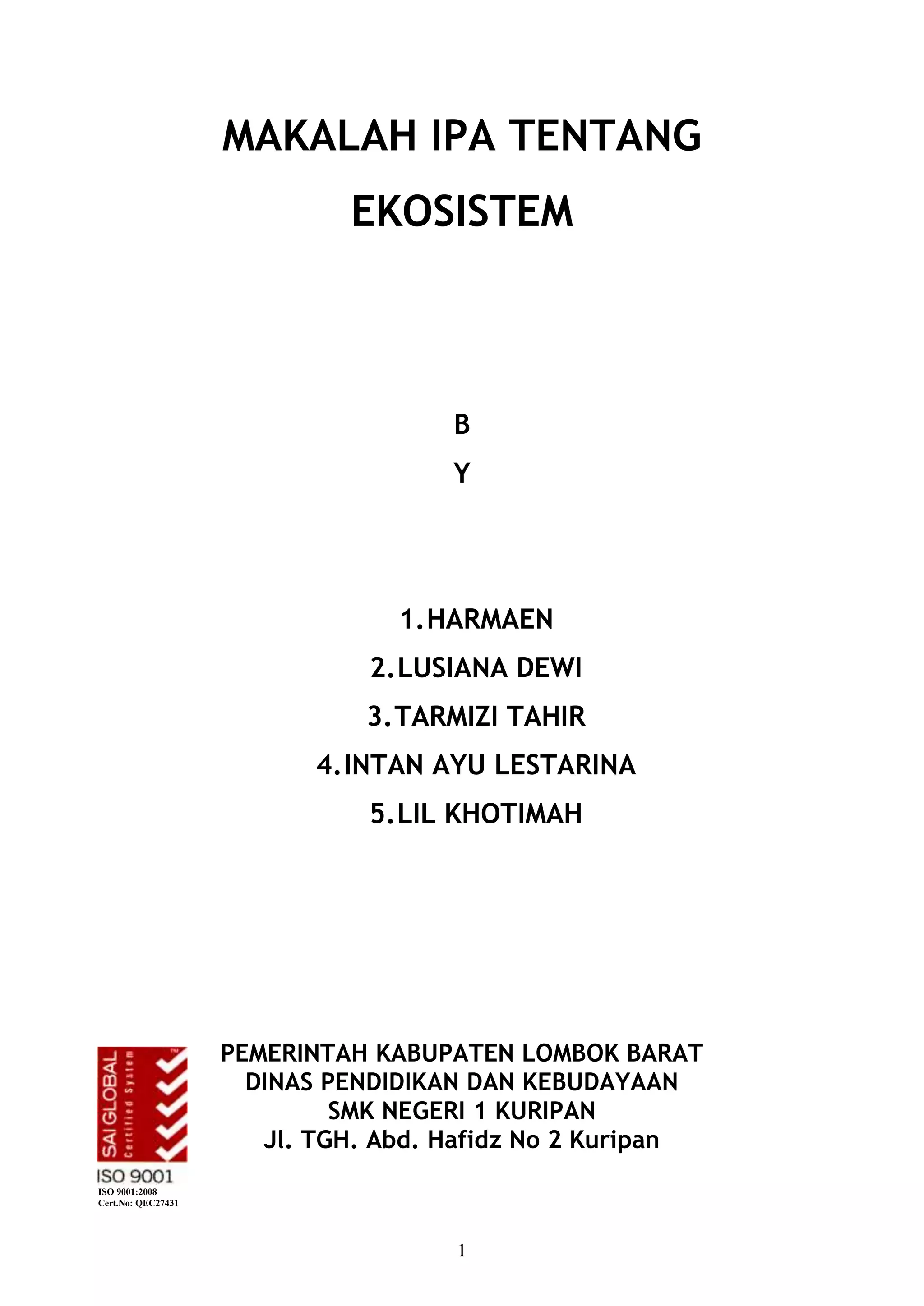 Makalah ipa tentang siklus biogeokimia | PDF