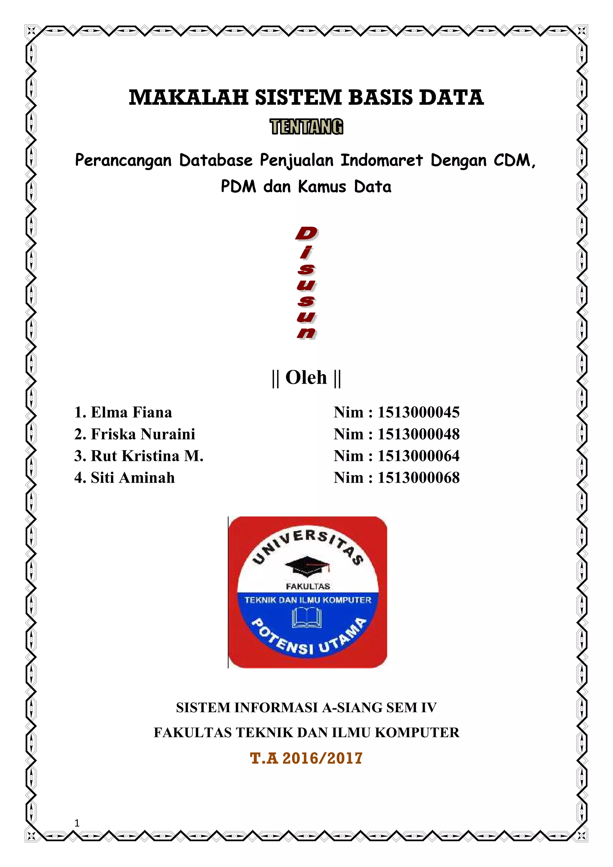 Makalah I Rancangan Database CDM dan PDM | PDF