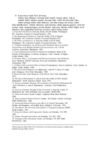 konsep integrasi ilmu menurut ismail razi al faruqi | DOCX