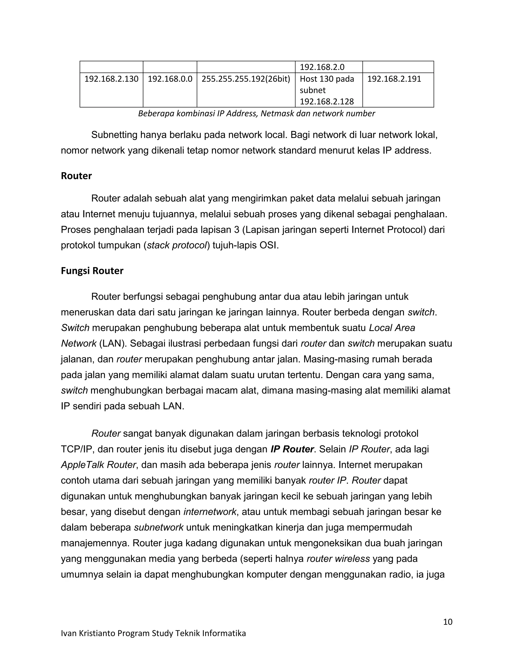 IP Address, Subnetting, Routing Makalah jarkom | PDF