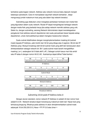 IP Address, Subnetting, Routing Makalah jarkom | PDF