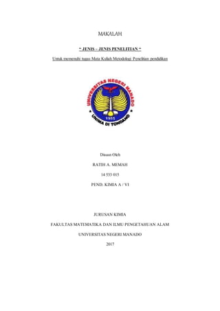 Makalah Jenis - Jenis Penelitian | DOCX