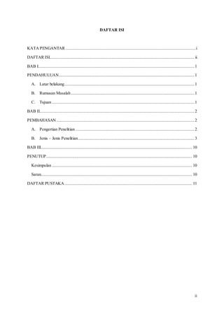Makalah Jenis - Jenis Penelitian | DOCX