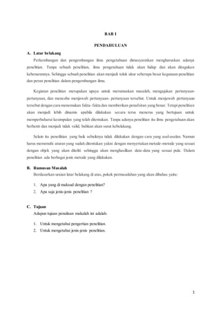 Makalah Jenis - Jenis Penelitian | DOCX