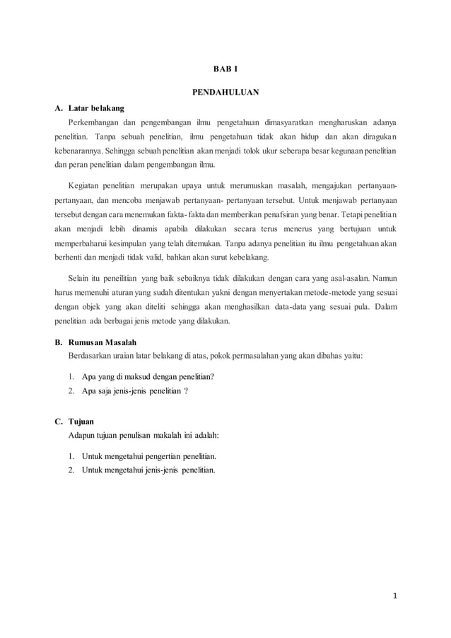 Makalah Jenis - Jenis Penelitian | PDF