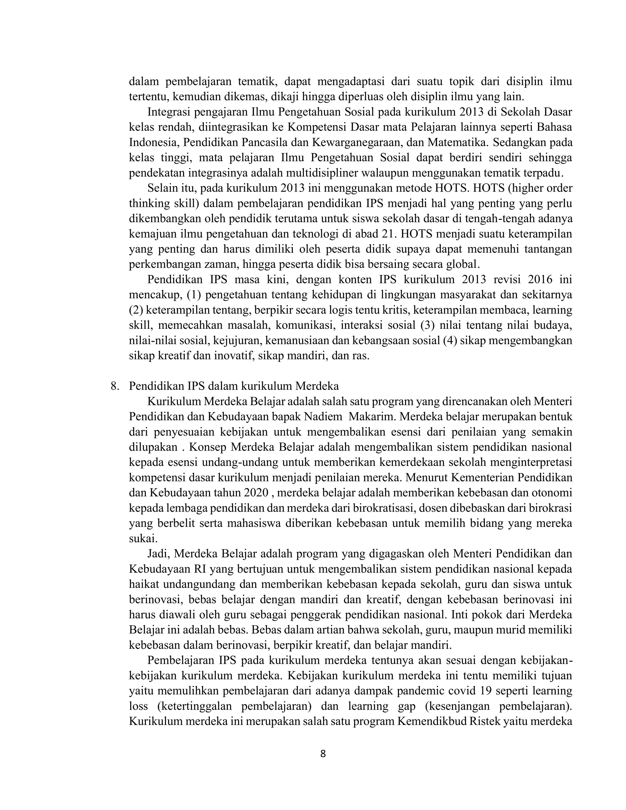 Makalah PEMBELAJARAN IPS SD "Perkembangan IPS di Indonesia dan Negara Lain" | PDF