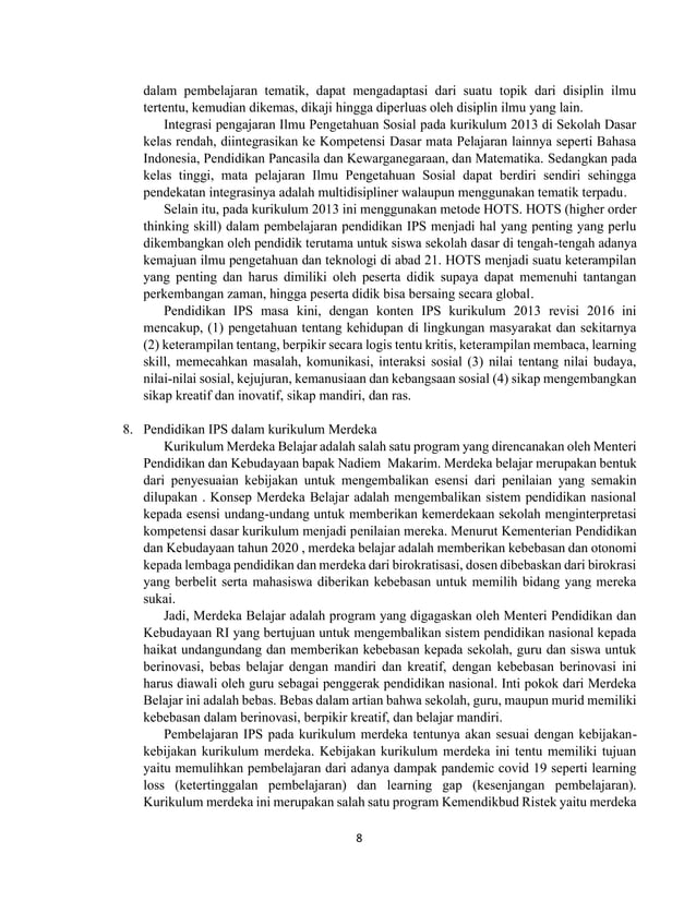 Makalah PEMBELAJARAN IPS SD "Perkembangan IPS di Indonesia dan Negara Lain" | PDF