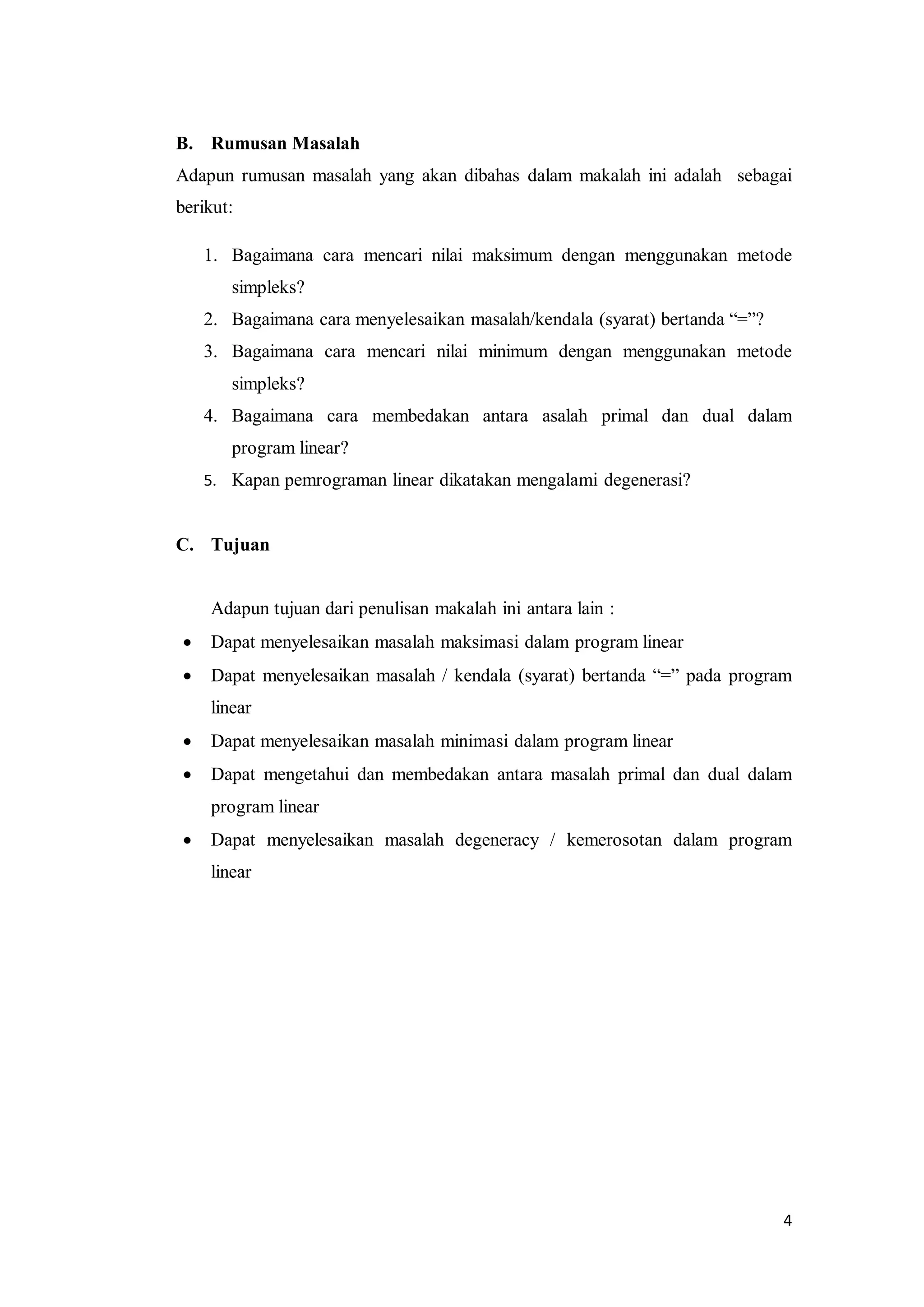 Makalah kelompok 4 metode simpleks | PDF