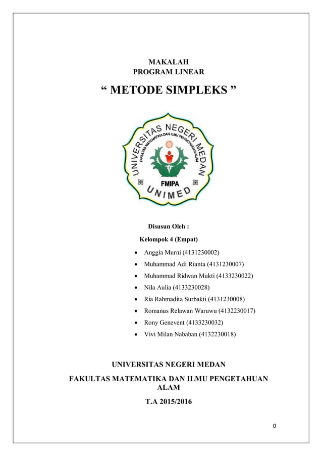 Makalah kelompok 4 metode simpleks | PDF