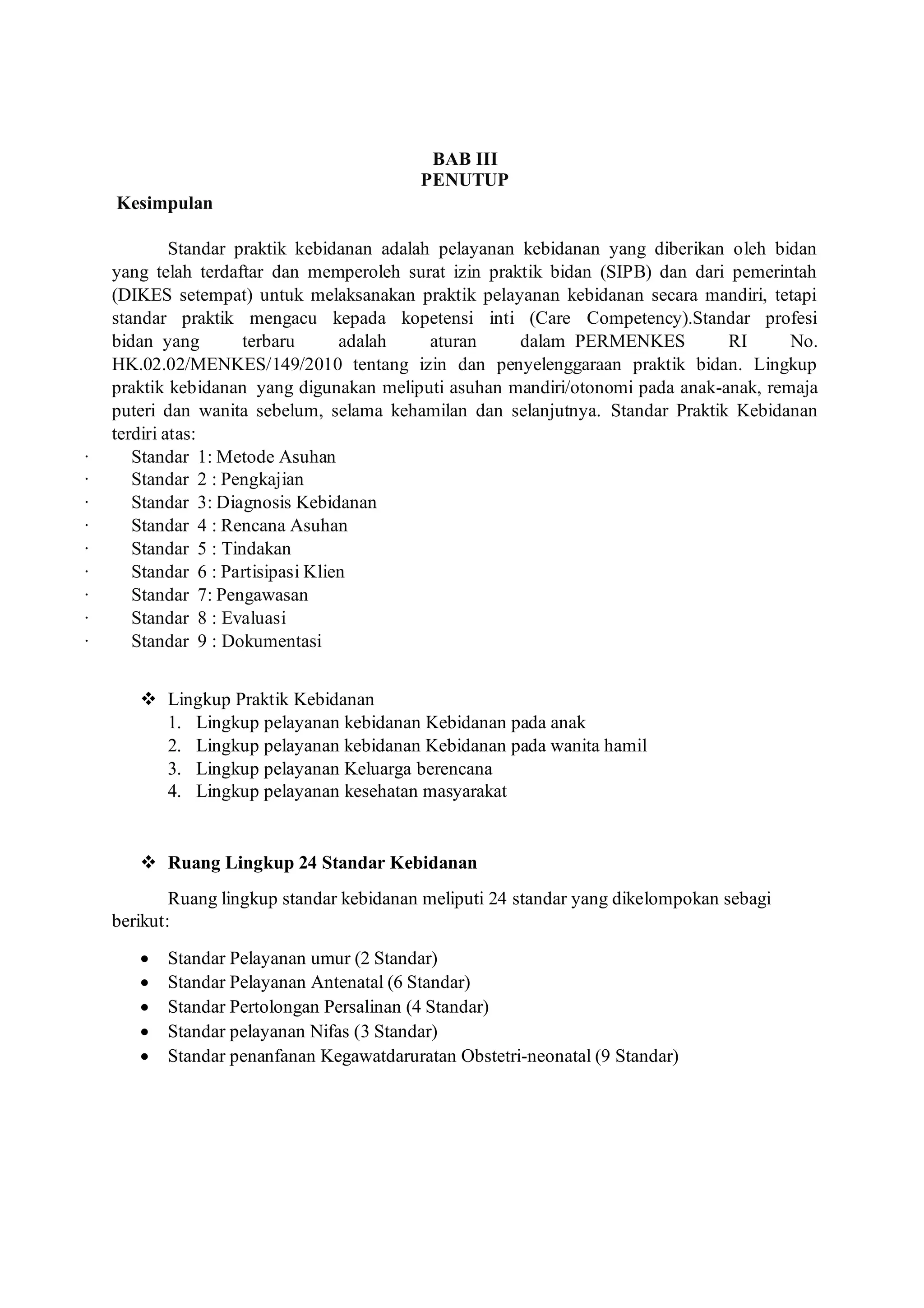 MAKALAH STANDAR PRAKTIK KEBIDANAN | PDF